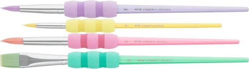 481620 Faber-Castell Set de 4 pinceaux à poils synthétiques avec grip ...