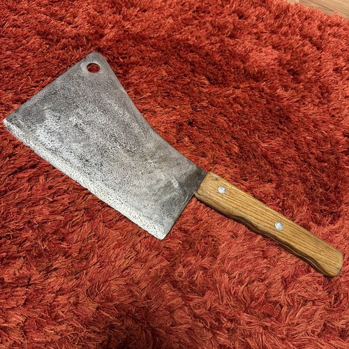 Beautiful Vintage 17" Heavy Duty Meat Cleaver Old Butcher Knife Spitter ...