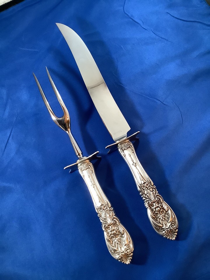 International Richelieu Sterling Silver LARGE Turkey Carving Set Fork ...