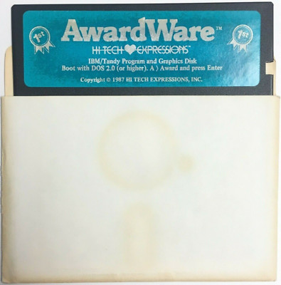 1987 Atari Awardware Hi Tech Expressions 5.25" Floppy IBM Tandy PC DOS ...