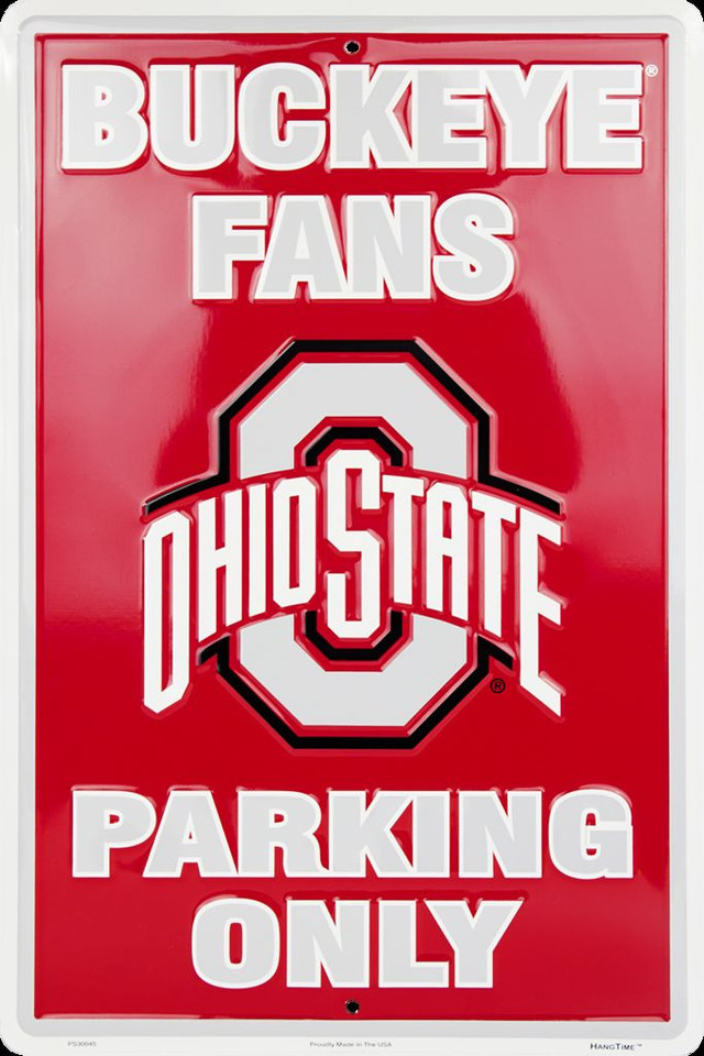 OHIO STATE BUCKEYE FANS PARKING ONLY LARGE METAL SIGN 12" x 18 ...