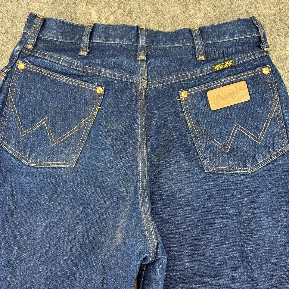 VINTAGE Wrangler Mom Jeans Womens 16 Blue Straight Leg Dark Wash 13MWZ ...