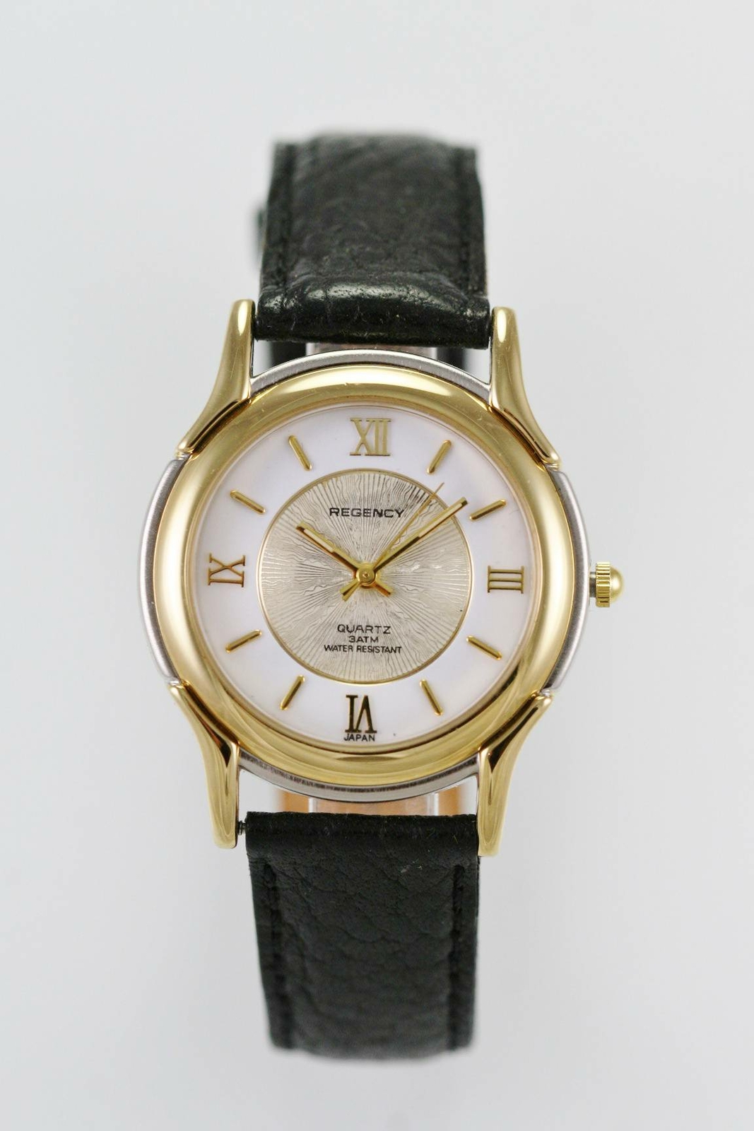 Regency Watch Mens Stainless Silver Gold Battery Easy Read 30m Battery ...