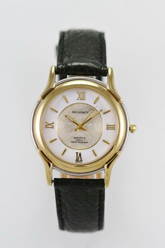 Regency Watch Mens Stainless Silver Gold Battery Easy Read 30m Battery ...