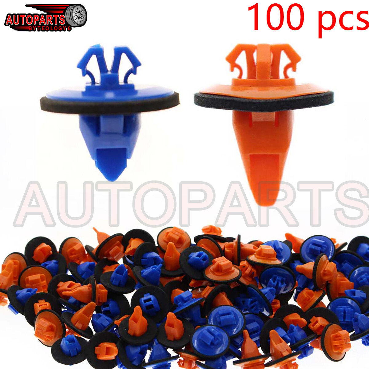 Set of 100: Orange & Blue Trim Moulding Clips For Toyota 75395-35070 ...