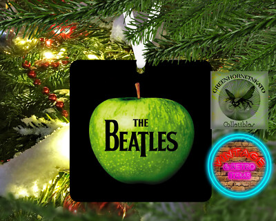 Beatles Lettering on Apple Logo Aluminum Square Christmas Tree Ornament ...