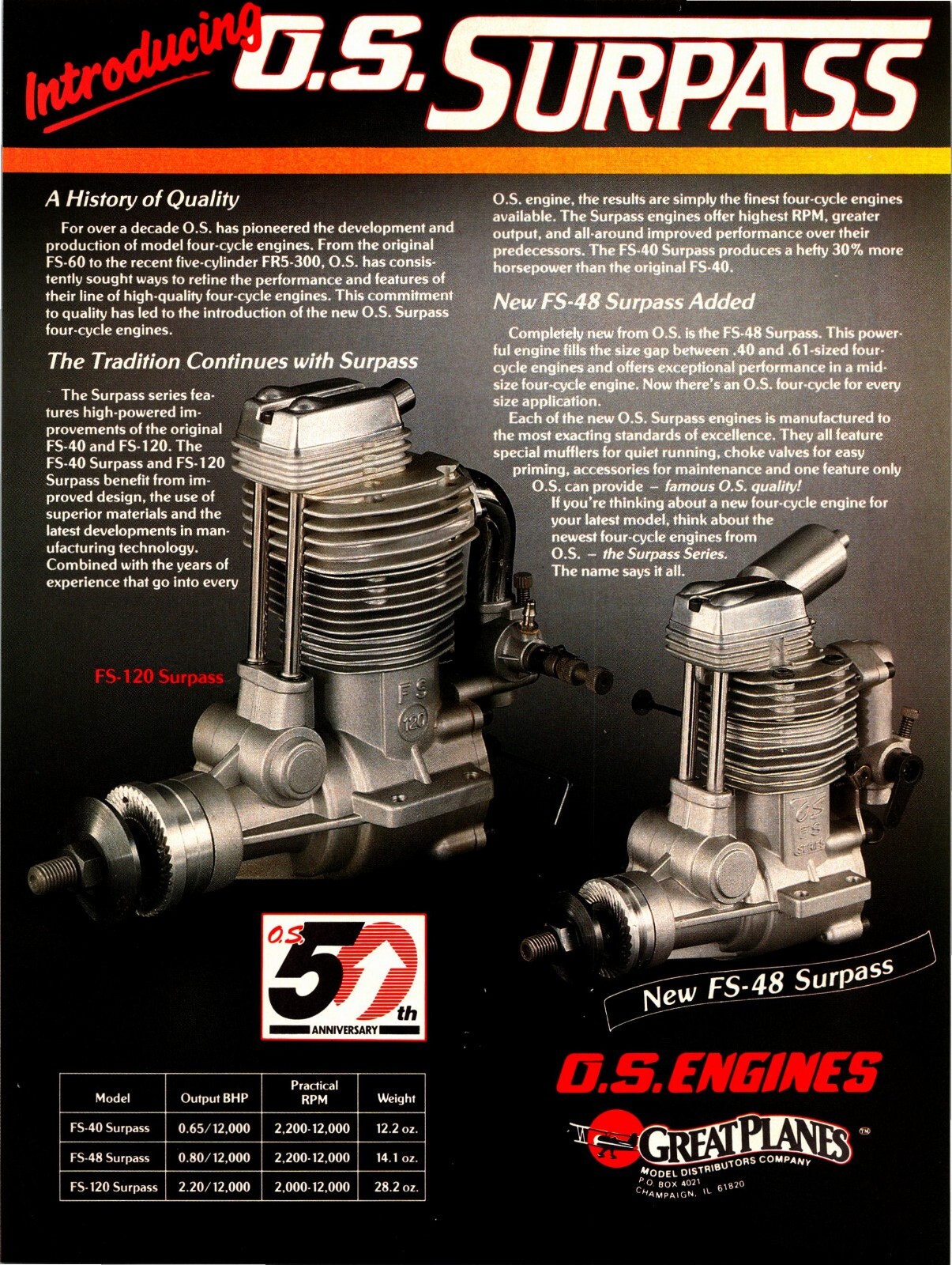 OS Engines Surpass FS-120 FS-48 Print Ad Wall Art Decor | eBay