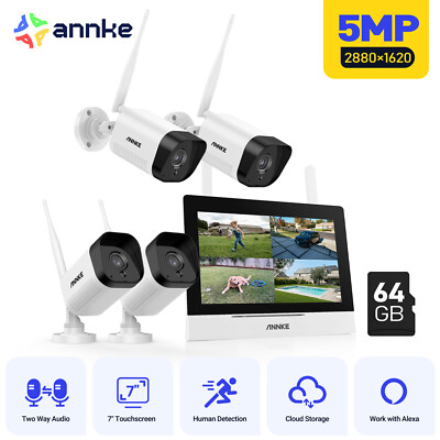 ANNKE 3MP /5MP Two-Way Talk CCTV Camera System Wifi 4CH IP NVR 7’’ LCD ...