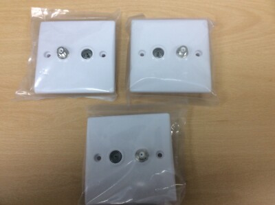 3 x White Coax / Digital Satellite TV Outlet Point Coaxial TV Ariel ...
