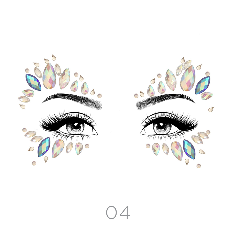 Face Crystal Sticker Eye Crafted Body Jewels Festival Temporary Tattoo ...