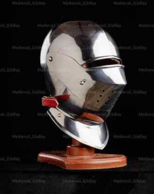 18GA Steel Medieval Armet Closed Helmet Medieval Bascinet Helmet ...