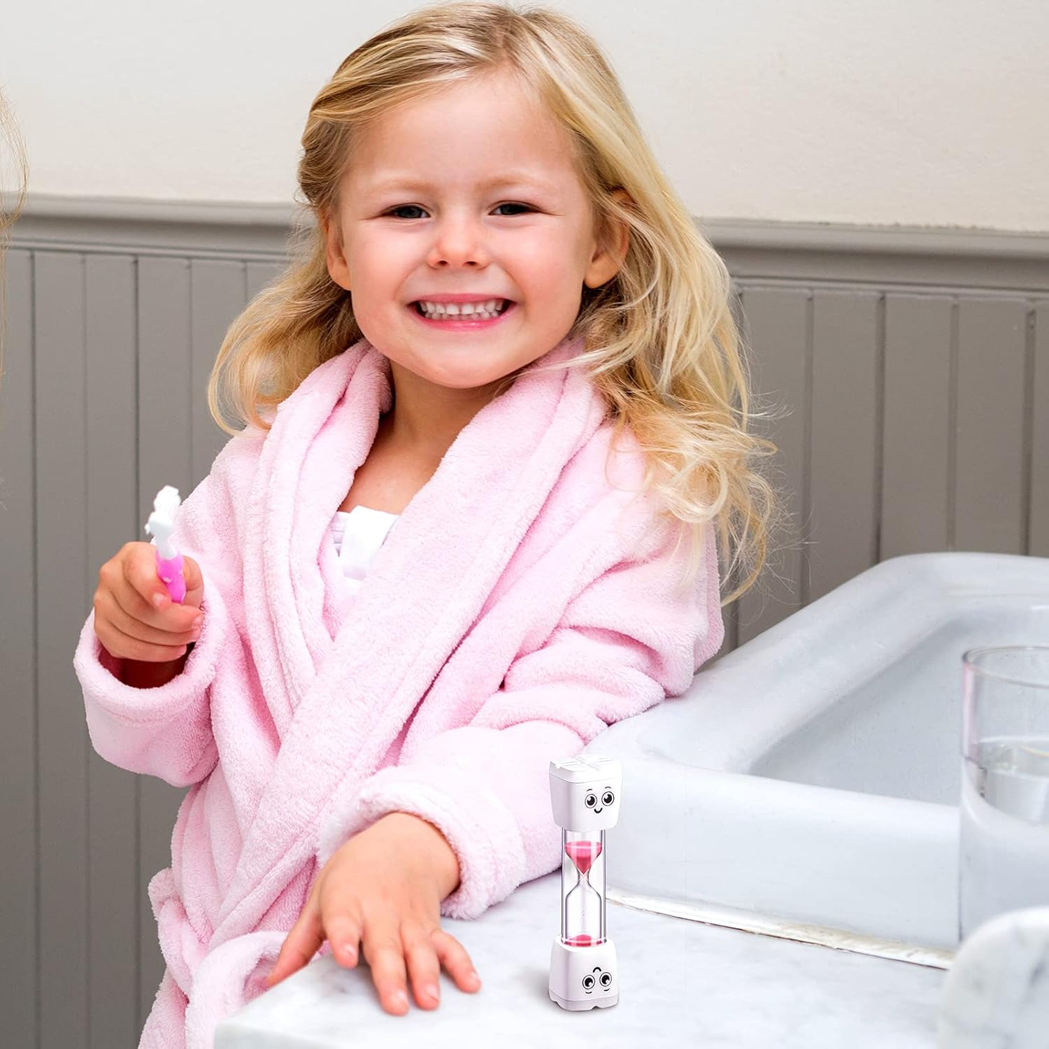 4 Pieces Toothbrush Timer for Kids 2 Minute Sand Timer Smile Pattern ...