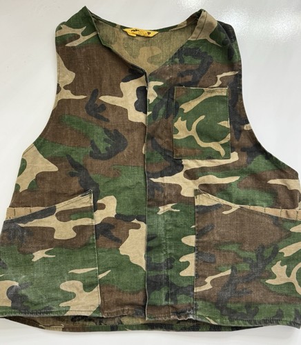 Vintage RANGER Vest Mens S Camo Green Brown Camouflage Hunting Full Zip ...