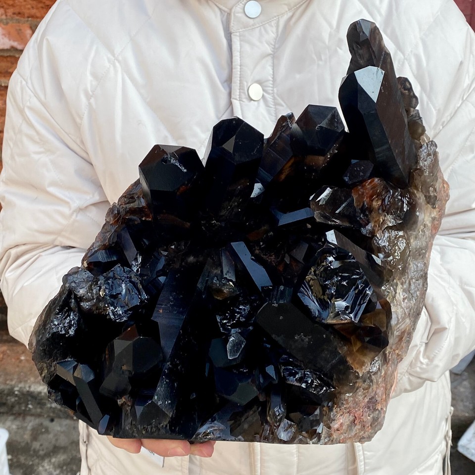 23.1LB Natural Beautiful Black Quartz Crystal Cluster Mineral Specimen ...