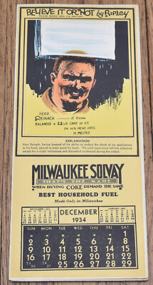 December 1934 Ripleys Believe It Not Milwaukee Solvay Coal Advertising ...