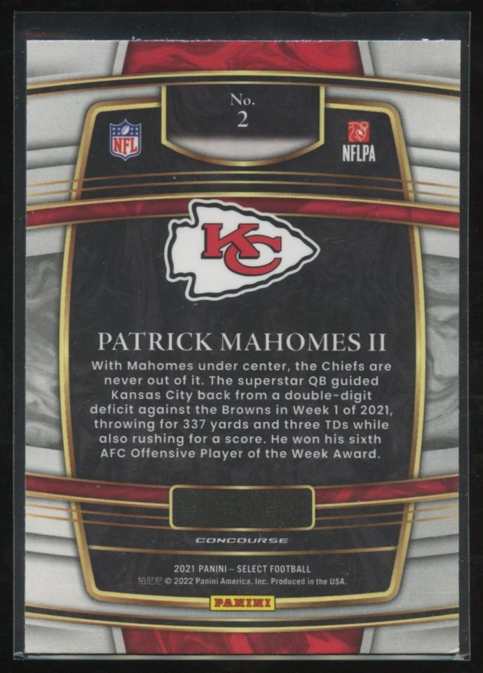 2021 Panini Select Concourse Patrick Mahomes II Kansas City Chiefs #2 ...
