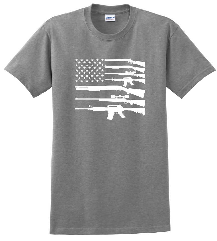 American Flag Guns Patriotic USA Pride Gun Rights NRA Pro-gun T-Shirt ...
