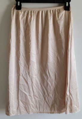 Vanity Fair Short Half Slip 24" Skirt Lingerie Beige Size M Lace Trim ...