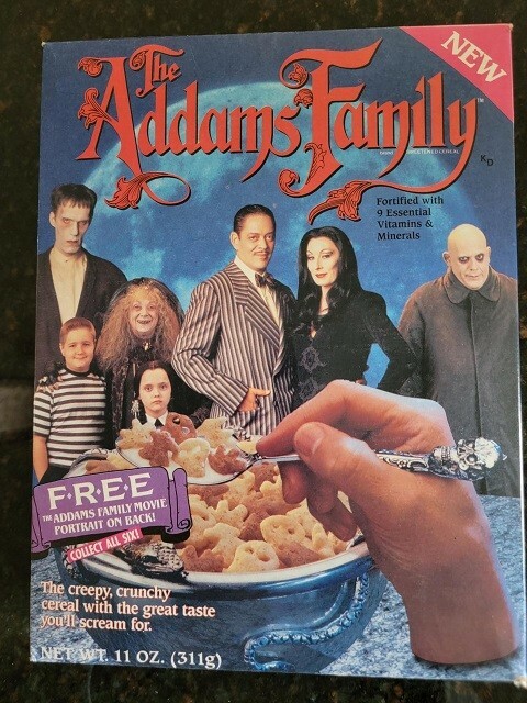 1991 Ralston The Addams Family Cereal Box Movie Portrait On Back ...