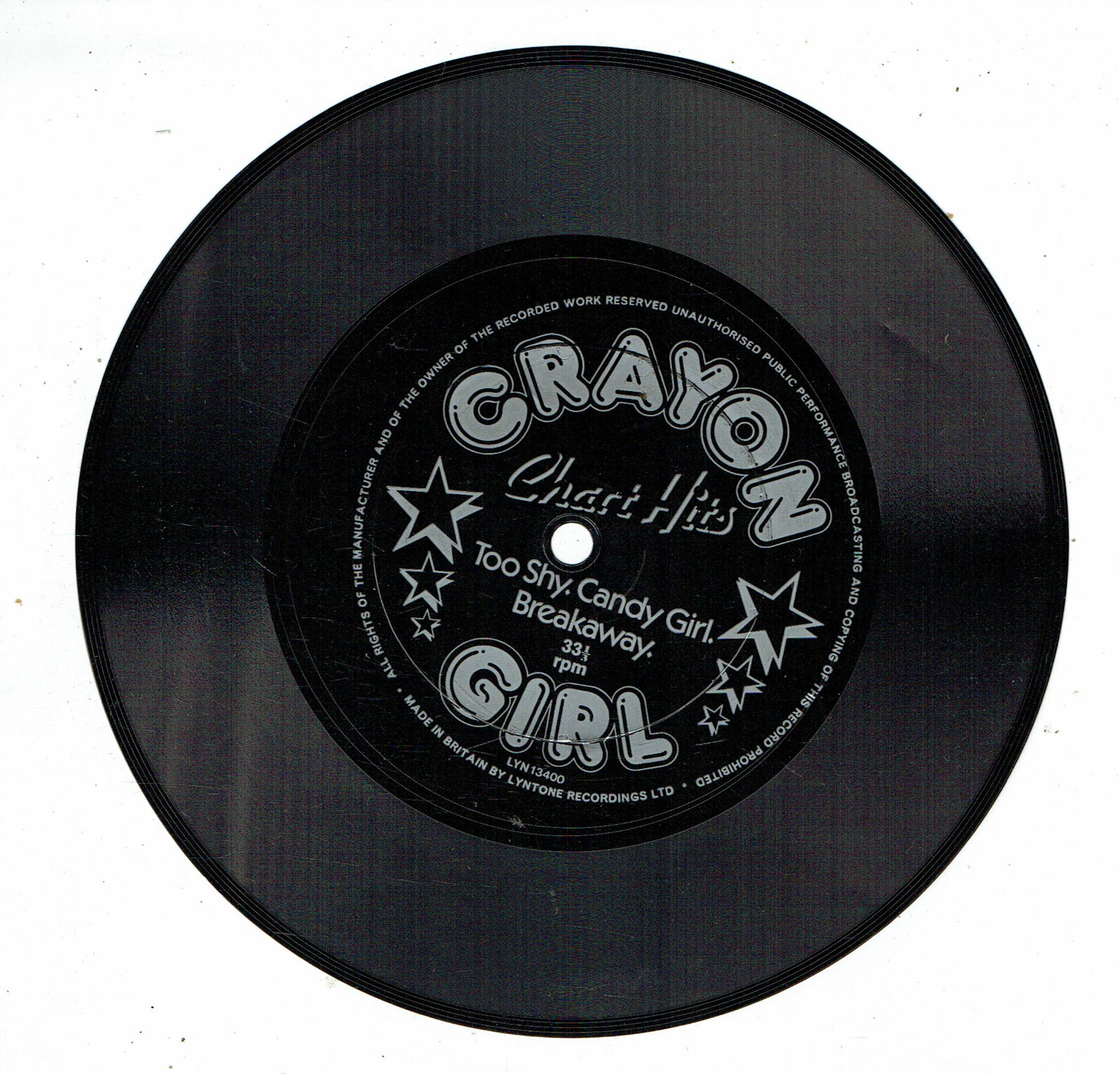 Pub Crayon Girl Chart Hits Vinyl 33 RPM 17cm Soft Too Shy -candy Girl ...