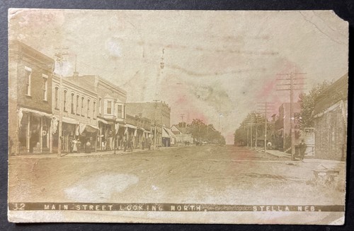 Main Street Looking North Stella Nebraska RPPC 1908 Schubert Olson ...