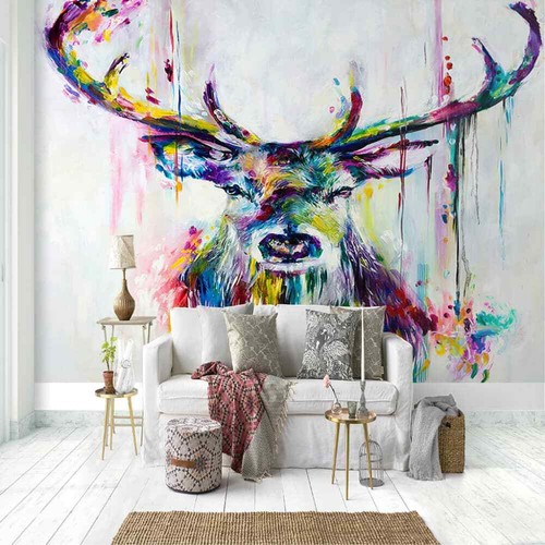 Colorful Ox Head Full Wall Mural Photo Wallpaper Printing 3D Decor Kid ...