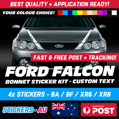 FORD FALCON CUSTOM BONNET STICKER STRIPE KIT - BA / BF - XT / XR6 / XR8 ...