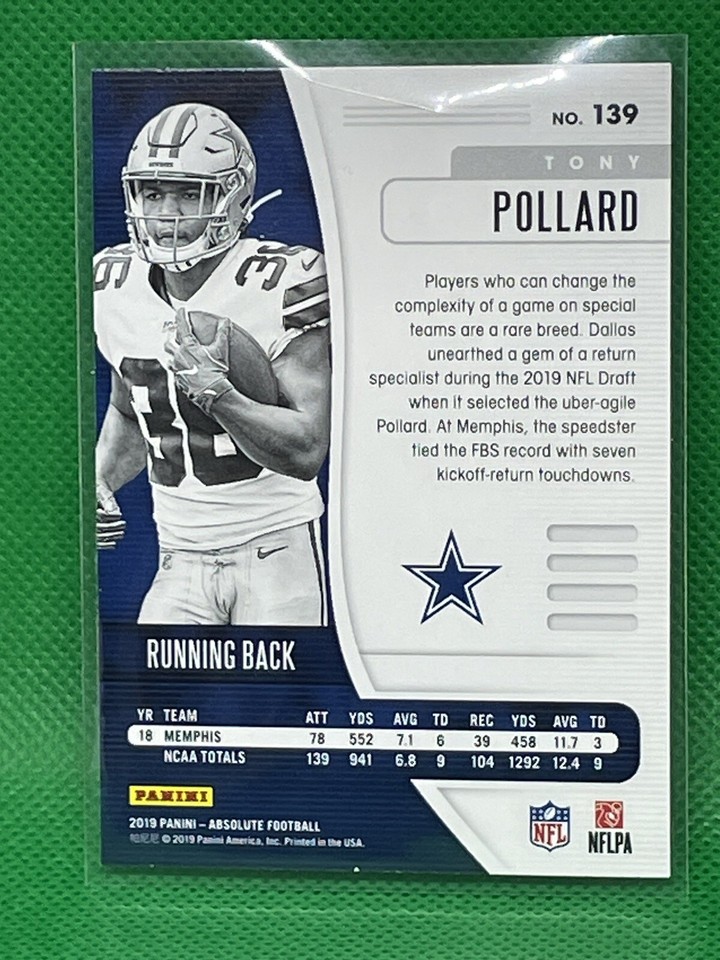 2019 Panini Absolute Rookie Tony Pollard #139 Rookie RC | eBay
