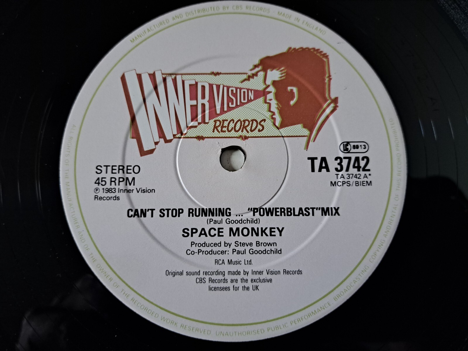 Space Monkey ‎– Can't Stop Running - 12" Record - Innervision Records ...