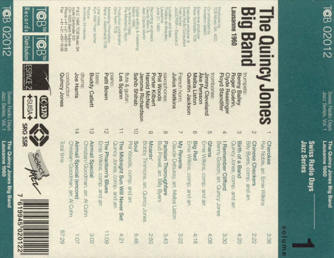 QUINCY JONES SWISS RADIO DAYS JAZZ SERIES, VOL. 1 NEW CD 7619945020122 ...