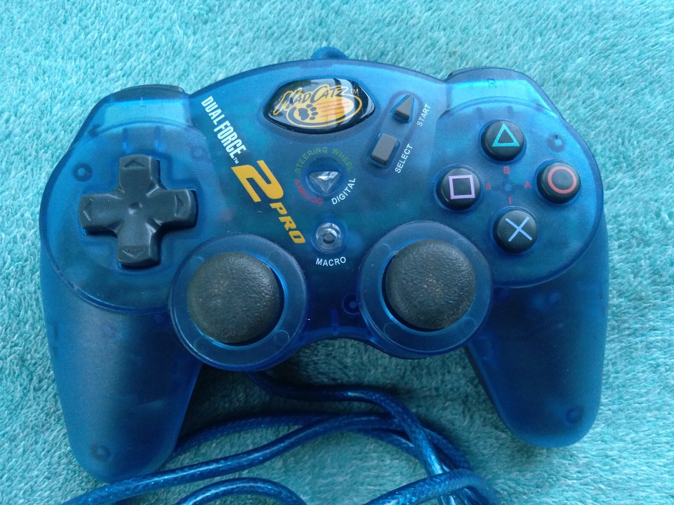 MADCATZ DUAL FORCE 2 PRO PLAYSTATION PS2 WIRED GAME CONTROLLER CLEAR BLUE | eBay