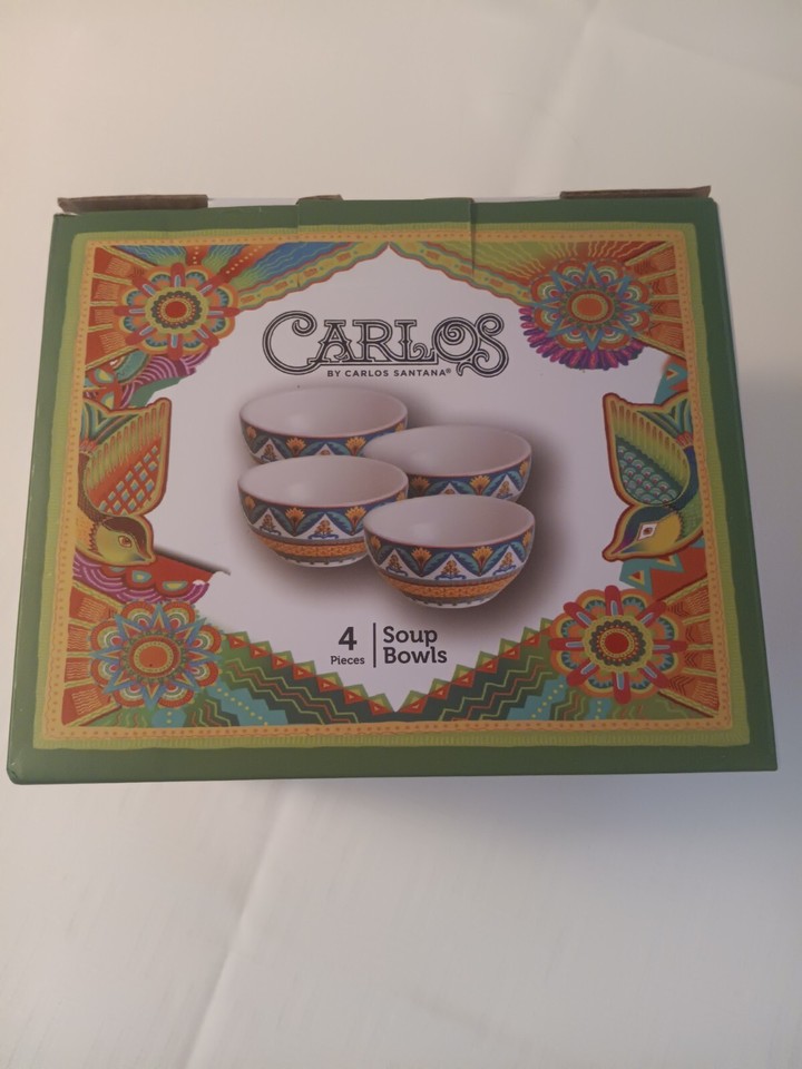 Carlos by Carlos Santana Ceramic 4.5" Soup Bowls, Set Of 4 New in Box ...