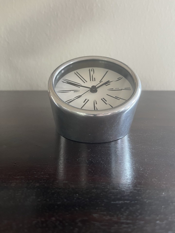 Ziro Brushed Aluminum Post Modern Quartz Slanted Desk Clock | eBay