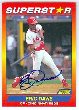Eric Davis autographed baseball card (Cincinnati Reds) 1992 Score ...
