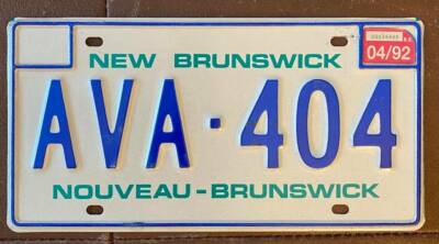 New Brunswick 1992 License Plate HIGH QUALITY # AVA-404 | eBay