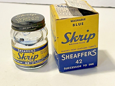 Vintage Sheaffer's #42 Skrip Blue Writing Fluid Ink Bottle And Box | eBay
