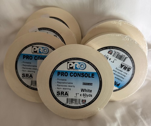 6 ROLLS - Pro Console Tape Flatback Paper Tape 1 in x 60 yds White NEW ...