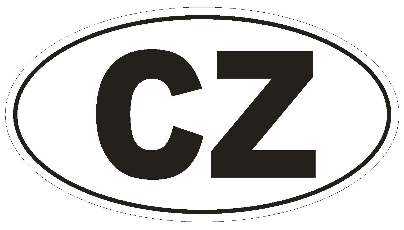 CZ Czech Republic Country Code Oval Bumper Sticker or Helmet Sticker ...