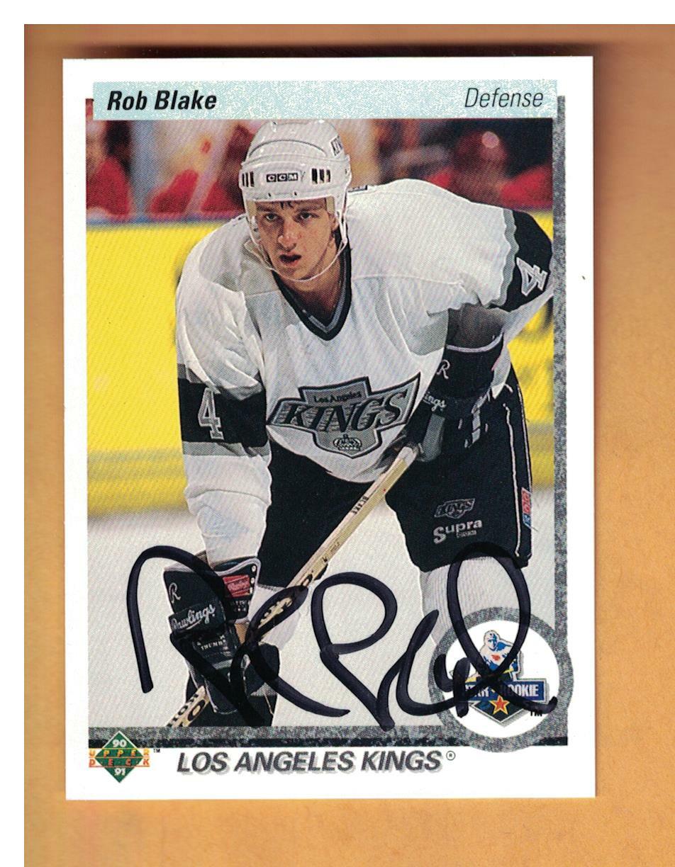 ROB BLAKE AUTOGRAPHED 1990-91 UPPER DECK ROOKIE CARD SIGNED LOS ANGELES ...