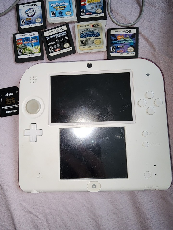 Nintendo 2DS Handheld Game Console FTR-001 White/Red W 7 Games SD ...