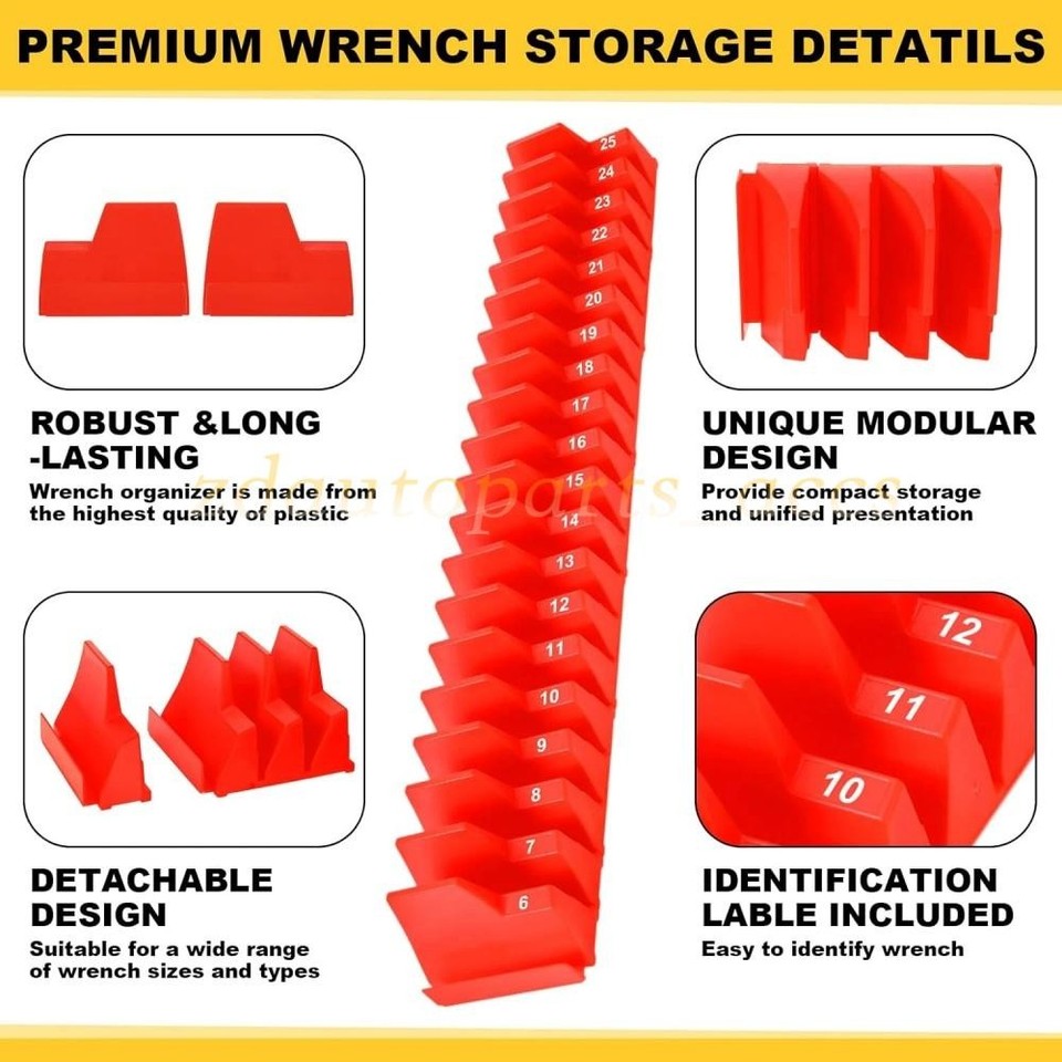 80X Magnetic Modular Wrench Organizer Compact Tool Storage Slots hold ...