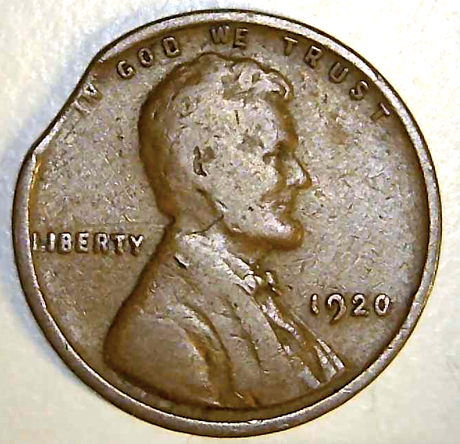 Lincoln Cent Mint Error: 1920 Clipped Planchet - Free Shipping (CO-601 ...