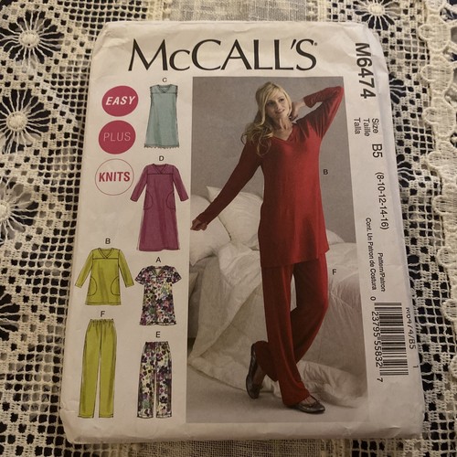 Sewing Pattern Womens Miss Knit PJs Gown Tunic Sz B5 8 10 12 14 16 ...