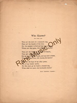 1909 Who Knows? by Paul Dunbar and Ernest Ball - Rare | eBay