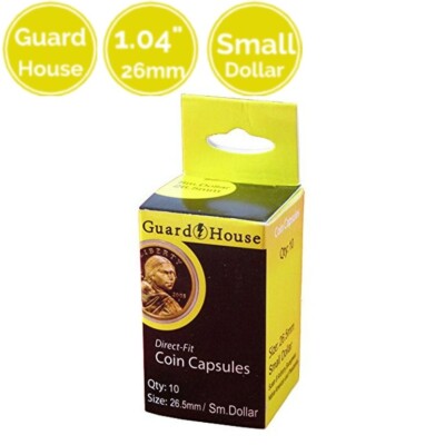GuardHouse Box 10 Lots 1.04 IN 26.5 mm Coin Capsules Direct Fit US ...