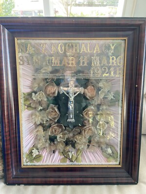 Antique Framed Shadow Box Mourning Wreath Memorial ! 124 Years Old ...