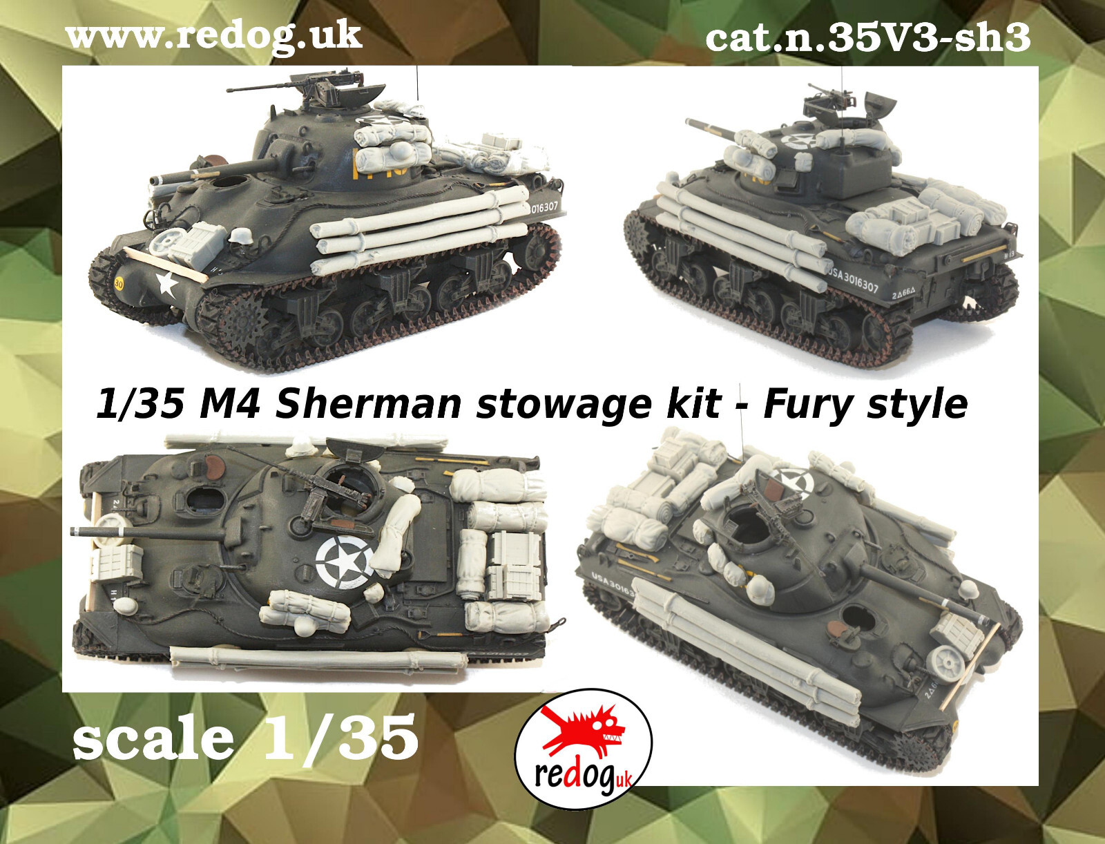 Redog 1/35 - M4 Sherman tank stowage kit - FURY style /35v3-sh3 | eBay