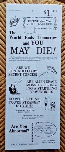 vtg 1980s Church of the Subgenius Pamphlet #1 1981 J.R. "Bob" Dobbs Rev ...