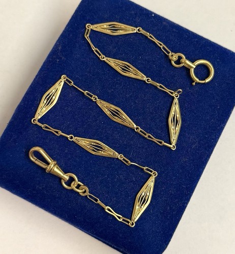 RARE 5.4g Elegant Gold Filled Fob Filigree link Chain 13” 5.8mm Vtg ...