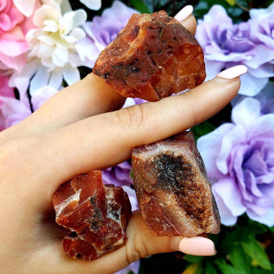 Fire Agate raw rough Natural Healing Crystal Gemstone from Mexico - 3pc ...